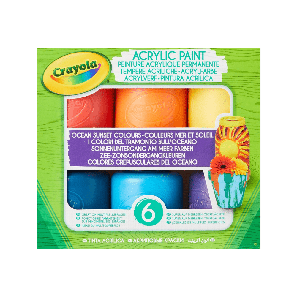 Acrylic Paint Ocean-Sunset Shades, 6 Pcs. | Crayola – The Toy Store